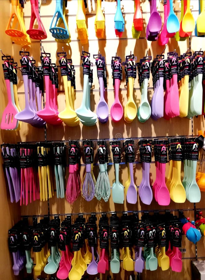 Colouful kitchen utensils editorial photo. Image of rainbow - 111851306