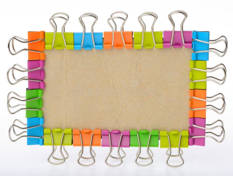 Colour Binder Clips Frame Round Old Paper Stock Image - Image of frame ...