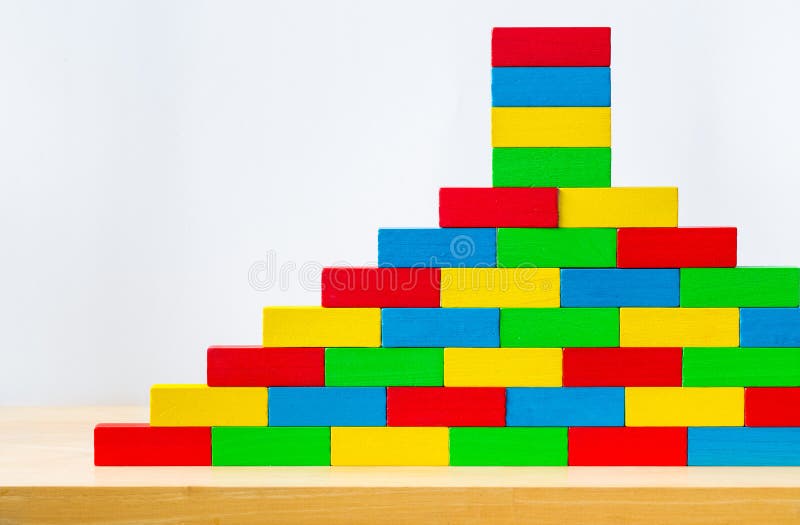 Colour Blocks Wood Background. Education Game Backdrop Stock Photo ...