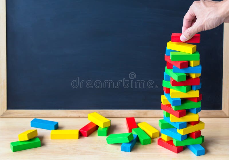 Colour Blocks Wood Background. Education Game Backdrop Stock Image ...