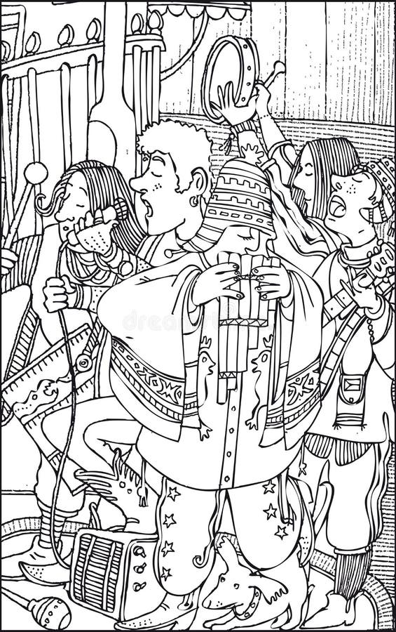 Colour in buskers stock vector. Illustration of cartoon - 70846807