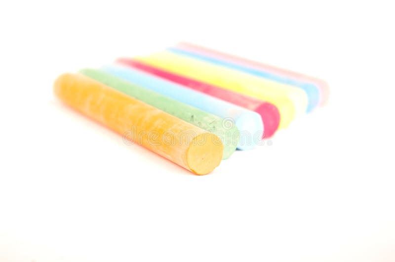 Colour Chalk Isolated on White Stock Photo - Image of education ...