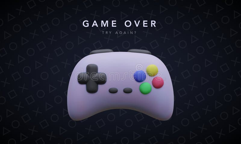 Colour 3d Realistic Gamepad with Text. Game Over Banner. Vector ...