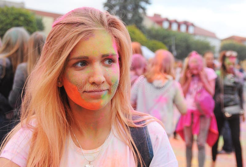 Colour stock image. Image of girl, colorful, sand, young - 74544281