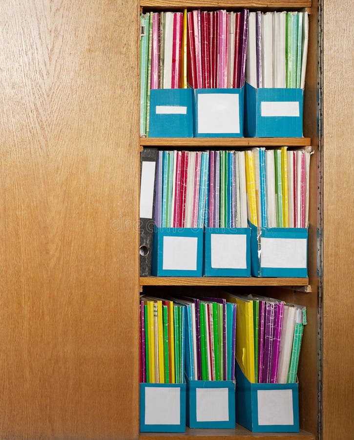 Colour File Folders in Office Cupboard Stock Image - Image of cabinet ...