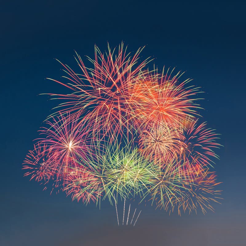 Colour Fireworks on Blue Sky Background Stock Image - Image of happy ...