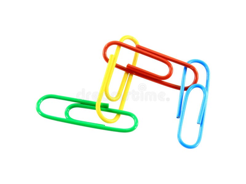 Colour Full Paper Clip on White Background with Clipping Path Stock ...