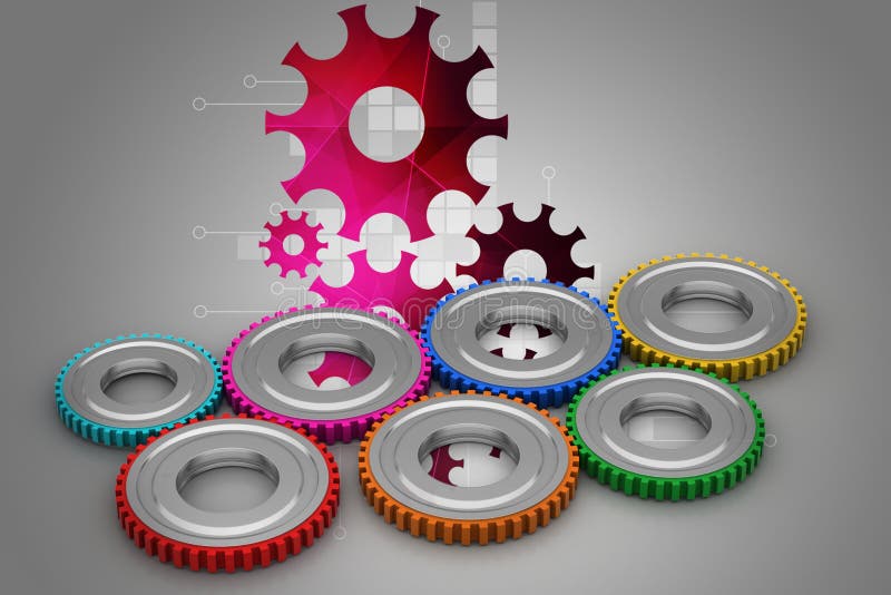 Colour gears stock illustration. Illustration of connection - 74948867