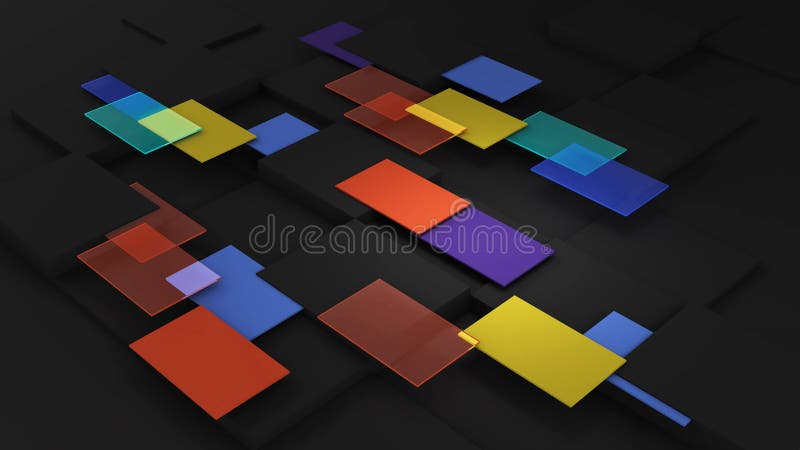 Colour Glass Technology Square Shape on Black Blackground ,science and ...