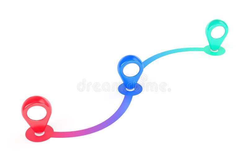 Colour GPS Map Path and Two Pointers Stock Illustration - Illustration ...