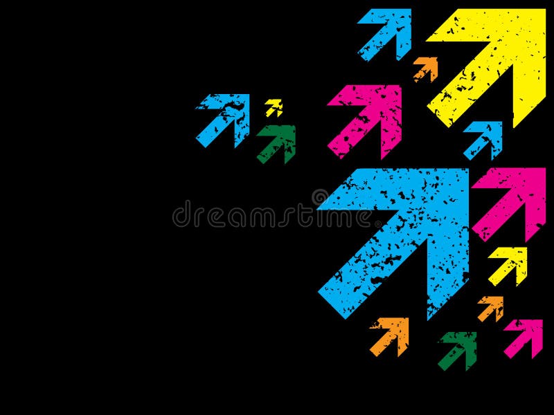 Colour Grunge Arrows on Black Stock Vector - Illustration of arrows ...