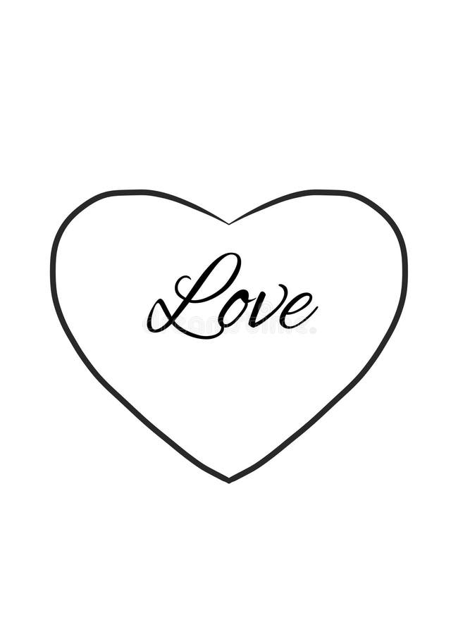 Colour less Heart Icon with Text on the White Background Stock ...