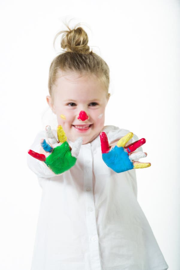 Colour Mess on the Hands a Little Artist Stock Image - Image of hand ...