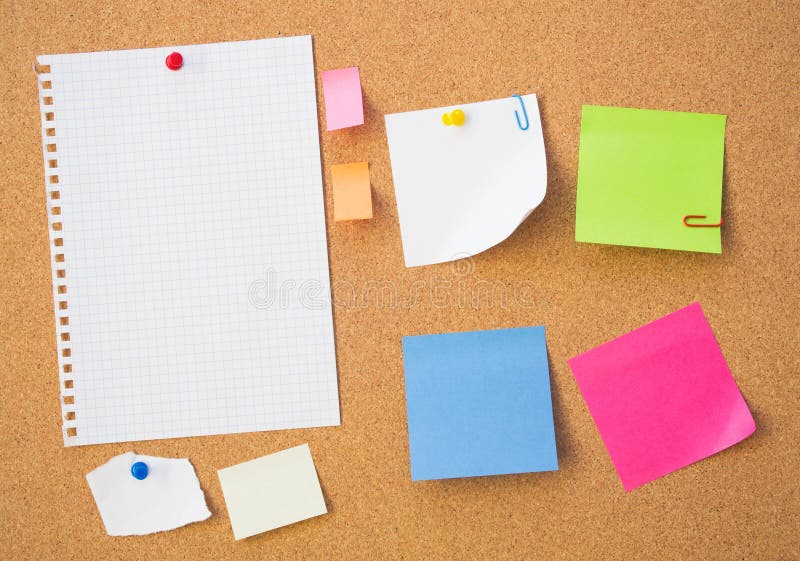 Colour Note Papers on Pin Board. Stock Image - Image of colour ...