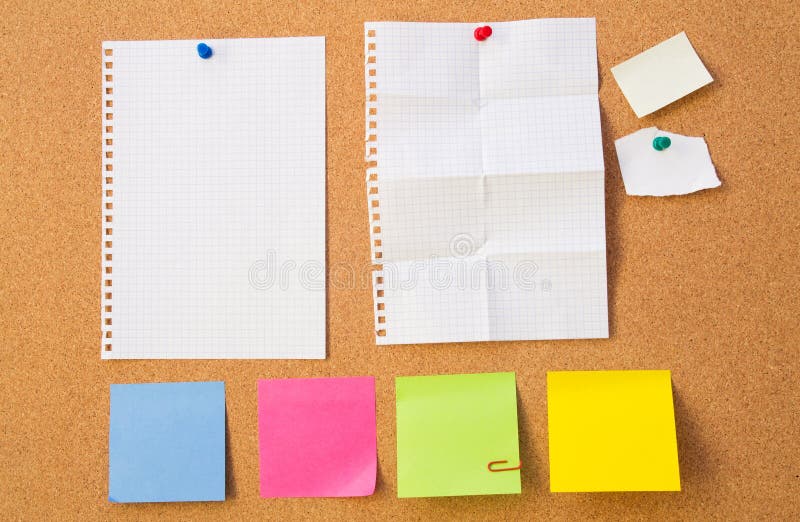 Colour Note Papers on Pin Board. Stock Photo - Image of label, teach ...