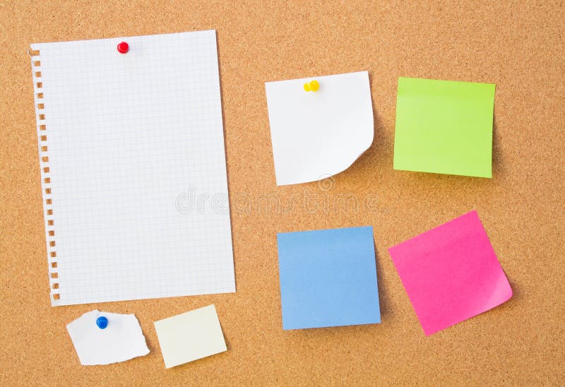 Colour Note Papers on Pin Board. Stock Photo - Image of reminder, board ...