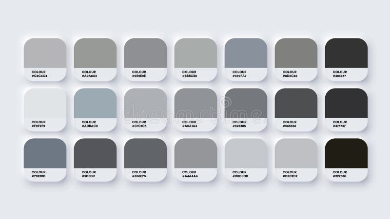 Colour Palette Catalog Samples Grey in RGB HEX. Neomorphism Vector ...