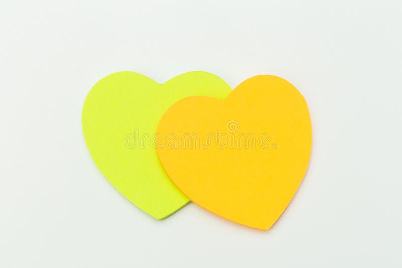 Colour Paper Heart Stick Note on a White Background Stock Image - Image ...
