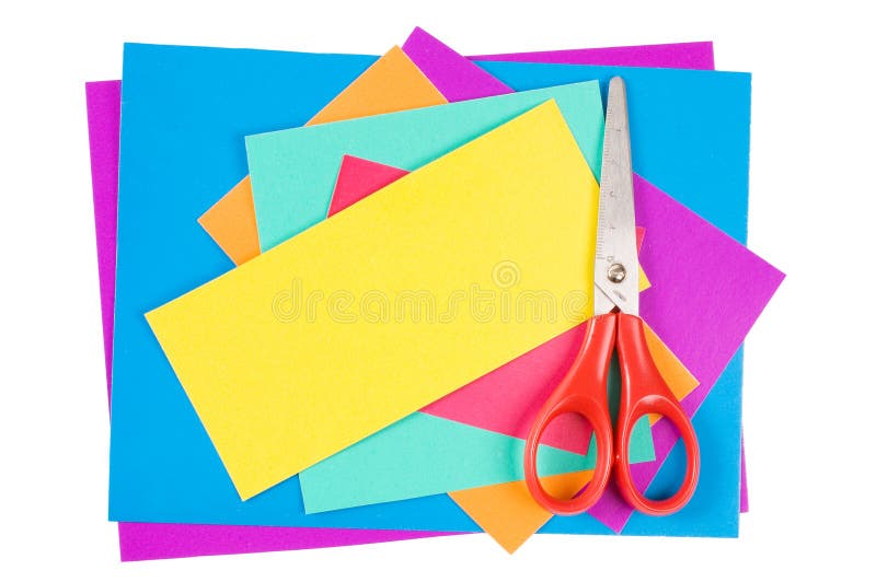 Colorful Paper with Scissors for Children Isolated Stock Photo - Image ...
