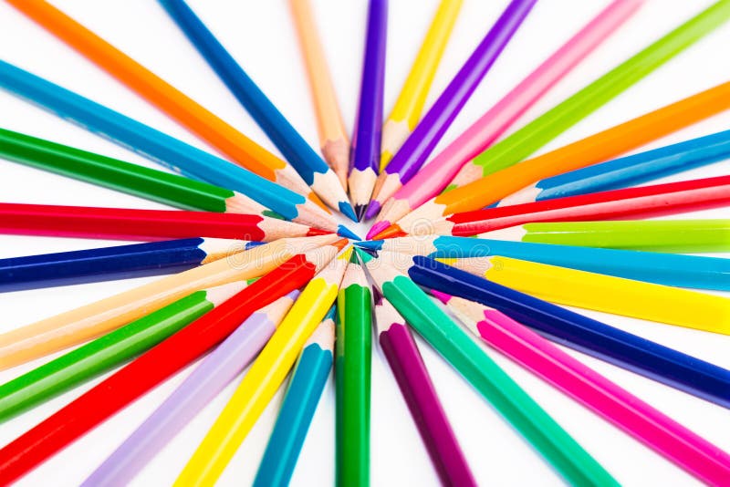 Colour pencils isolated stock image. Image of bright - 29329401