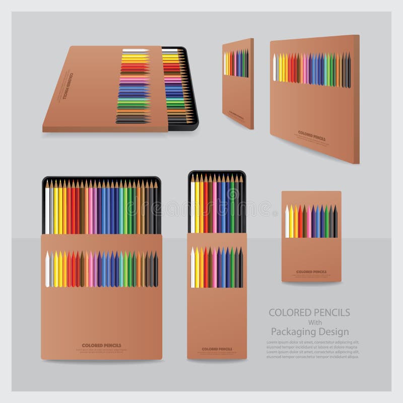 Colour Pencils with Packaging Design Stock Vector - Illustration of ...