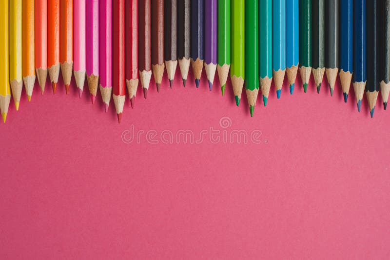 Colour pencils stock photo. Image of rainbow, material - 83399394