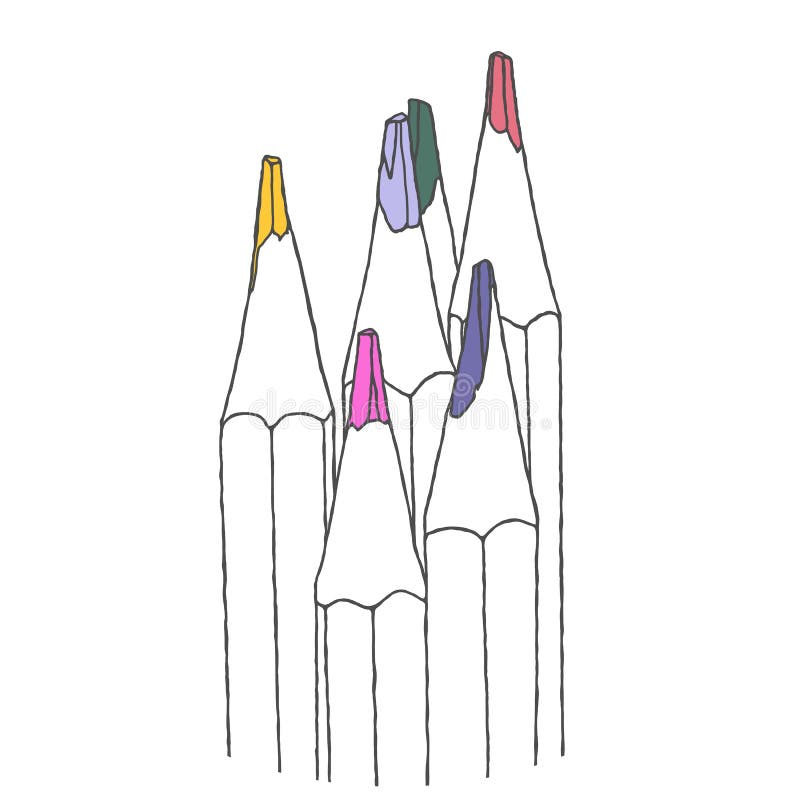 A Simple Drawing of Several Colored Pencils. Stock Vector ...