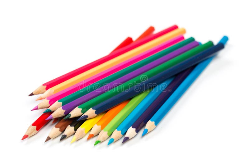Colour Pencils on White Background Stock Photo - Image of concept ...