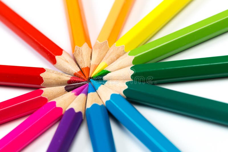 Colour Pencils on White Background Stock Photo - Image of drawing ...
