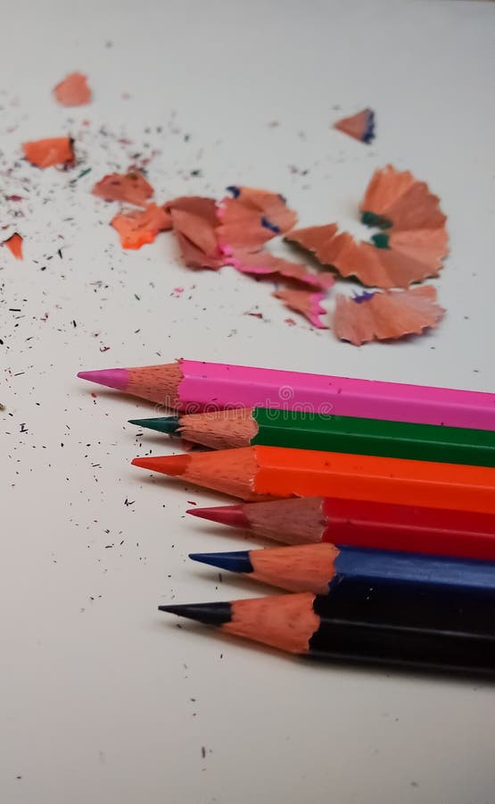 Colour Pencils on White Background Stock Image - Image of hand, leaf ...