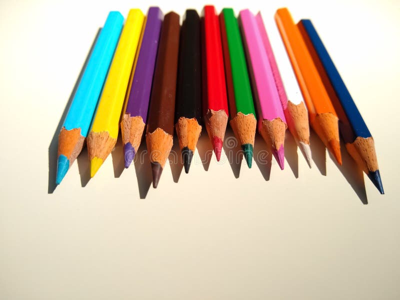 Colour Pencils on White Background Stock Image - Image of line, food ...