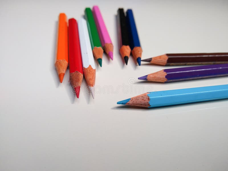 Colour Pencils on White Background Stock Image - Image of design, font ...