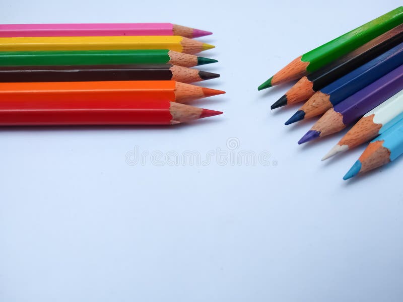 Colour Pencils on White Background Stock Image - Image of yellow ...