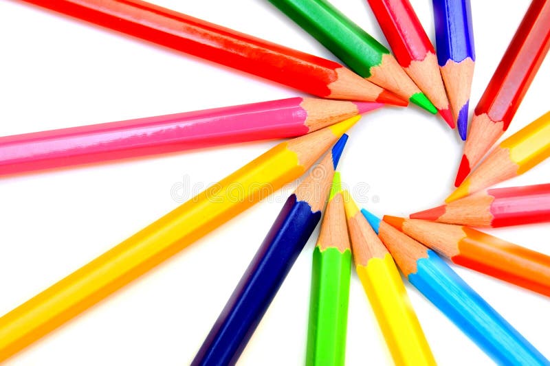 Colour Pencils on a White Background. Stock Image - Image of macro ...