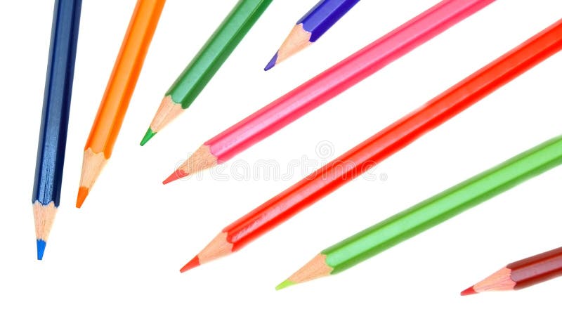 Colour Pencils on a White Background. Stock Image - Image of ...