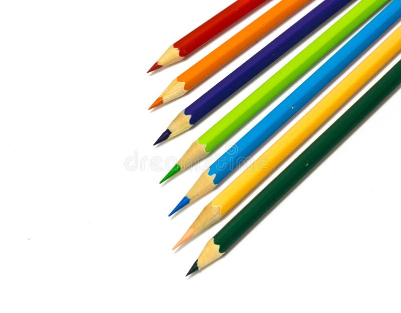Colour Pencils on White Background Stock Image - Image of colored ...
