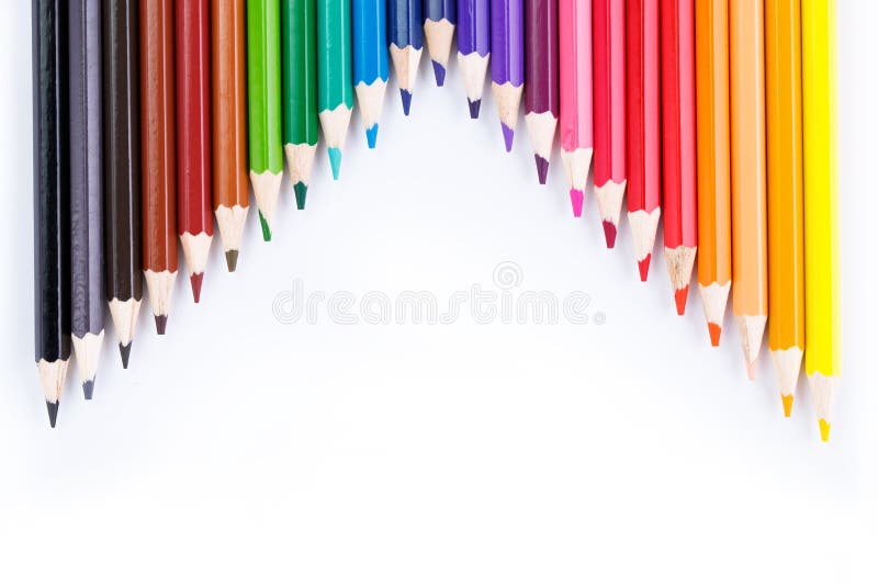 Colour Pencils on White Background Stock Photo - Image of instrument ...