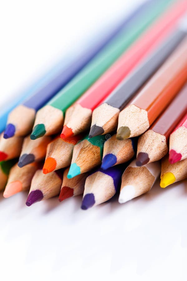 Colour Pencils on White Background Stock Image - Image of background ...