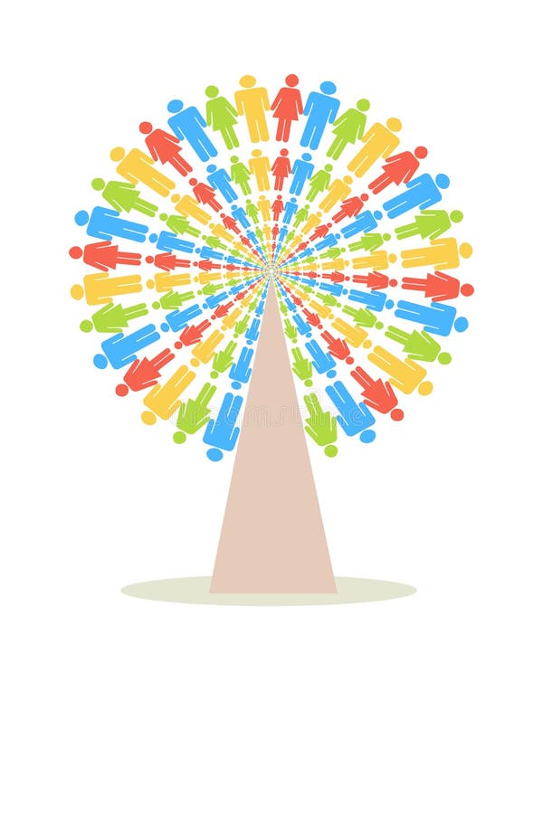 Colour People Tree stock illustration. Illustration of friendship ...