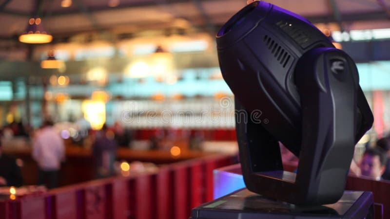 Colour Projector Turning Around in Large Bar with Stock Footage - Video ...