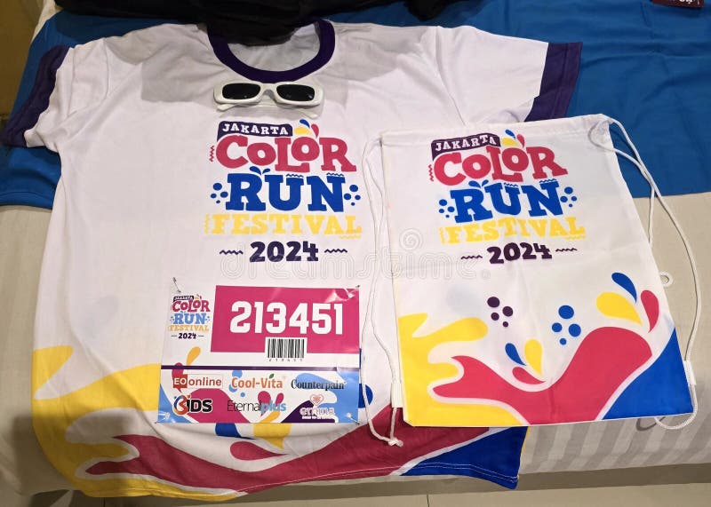 Colour Run Outfit for Event on 21 July 2024 with Tag Number Editorial ...