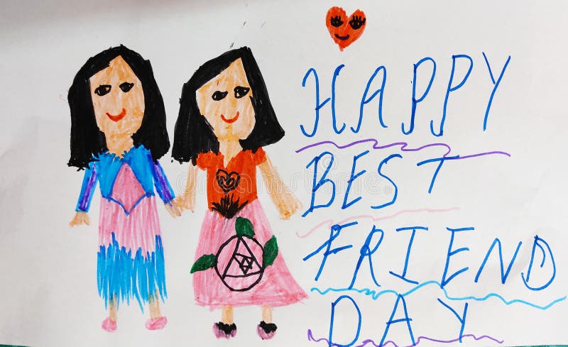 Colour Sketch Best Friend Day Theme Stock Photo - Image of person ...