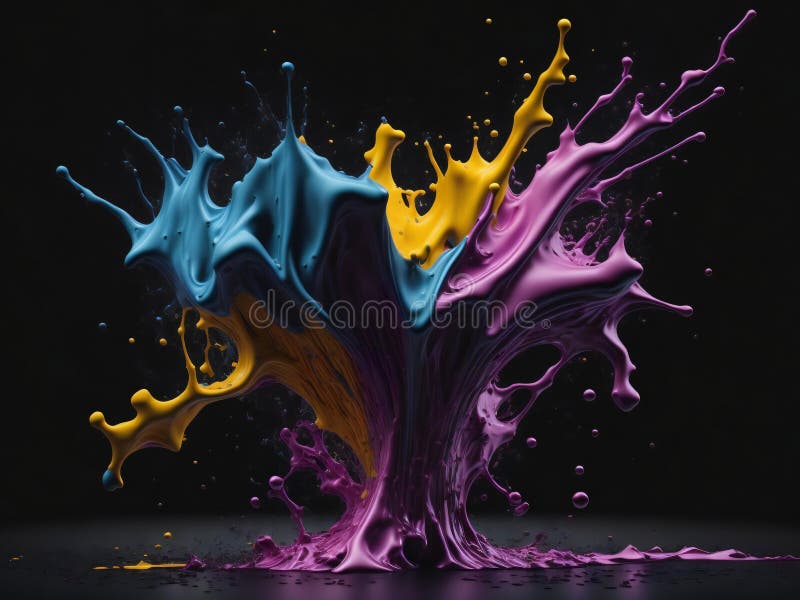 Colour Splash 3D on Black Background Stock Illustration - Illustration ...