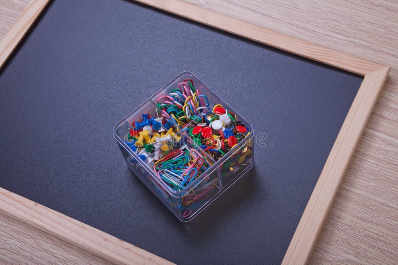 Colour stationery stock photo. Image of pushpin, metal - 25882318