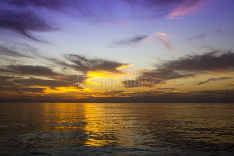 Colour Sunset in Pacific Ocean Stock Image - Image of silence, colour ...