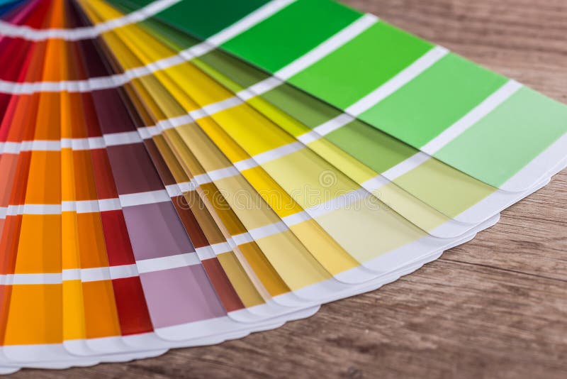 Colour Swatch on Wooden Table As Background Stock Photo - Image of ...