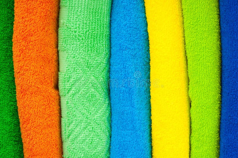 Colour Terry Towels Combined by Pile Stock Photo - Image of yellow ...