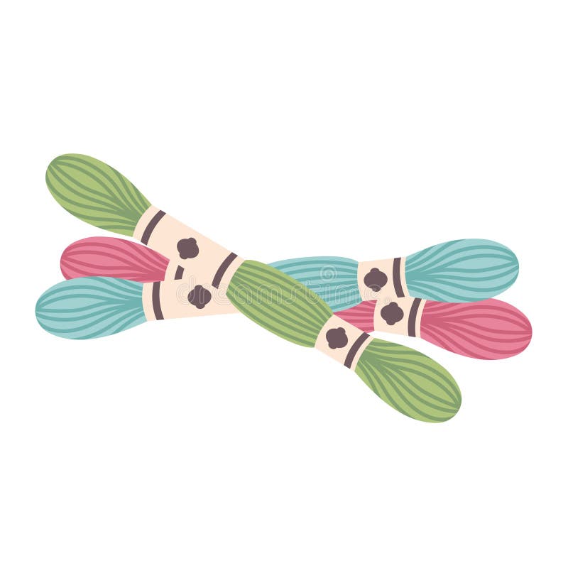 Colour Threads Isolated on White Background. Hand Drawn Doodle Knitting ...