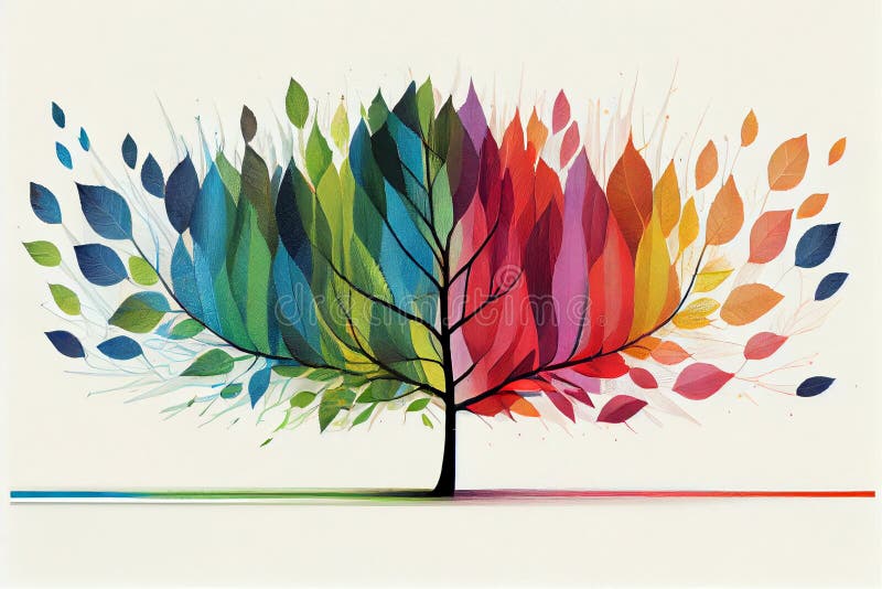 Colour Trees Isolated on White Background. Stock Image - Image of ...