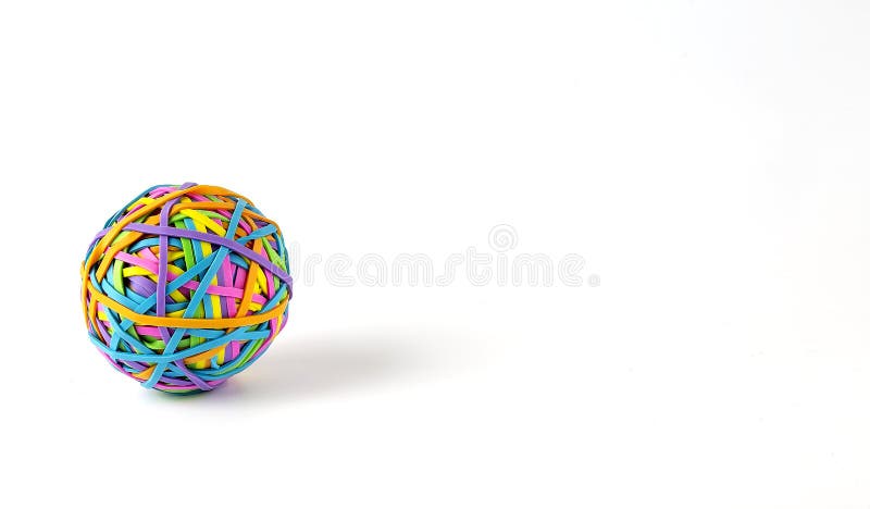 Coloured Ball of Rubber Bands Isolated on a White Background Stock ...